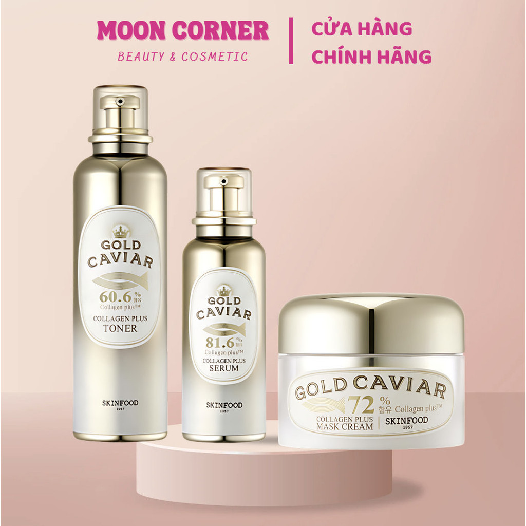 Bộ chống Lão Hoá SKINFOOD Gold Caviar Collagen Plus Toner 120ml Serum ...