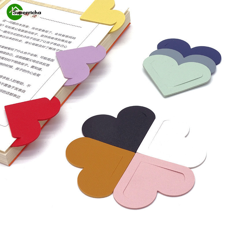 1-3pc Creative Leather Heart Bookmark - Bìa bảo vệ góc sách giáo khoa ...