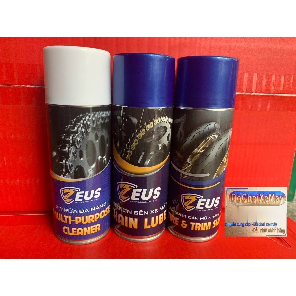 Chai . bảo dưỡng sên Zeus, vệ sinh sên xe máy Zeus, làm bóng dàn nhựa ...