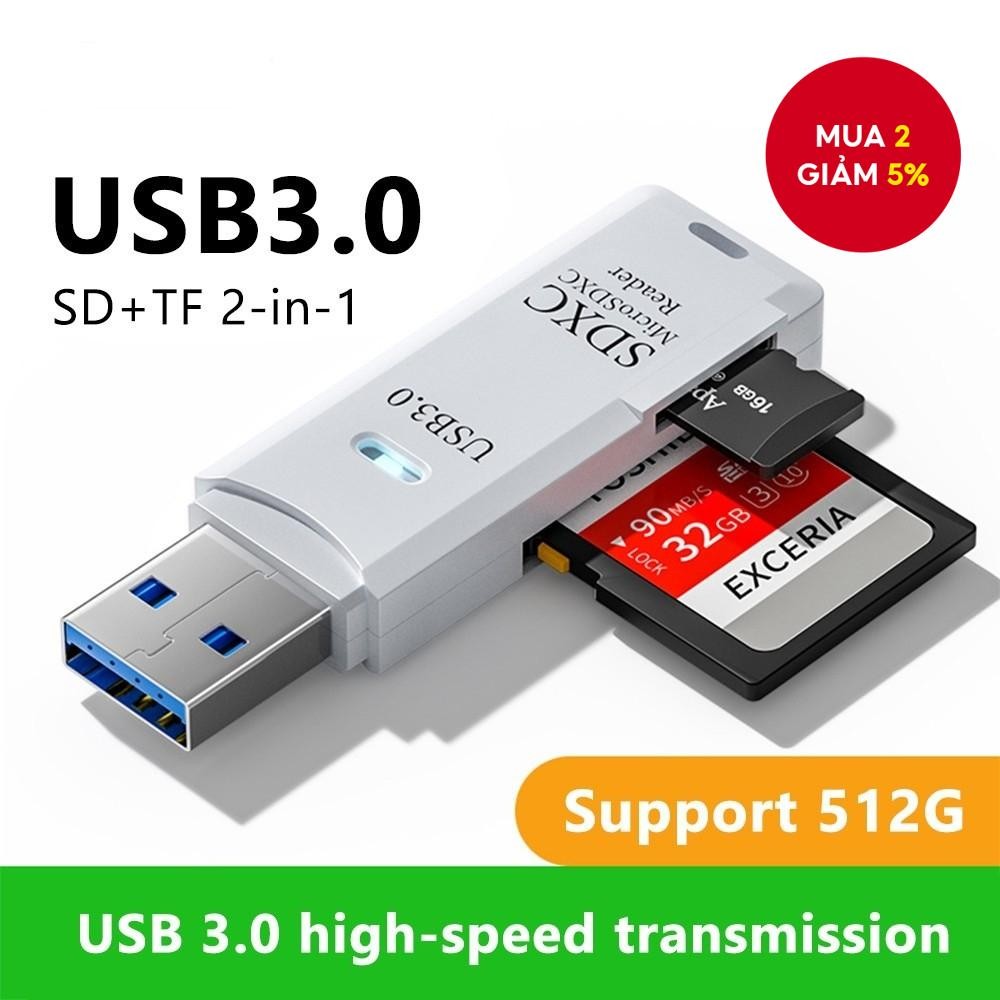 Đầu đọc thẻ SD USB3.0 Bộ chuyển đổi thẻ nhớ Micro TF 2 trong 1 để sử ...