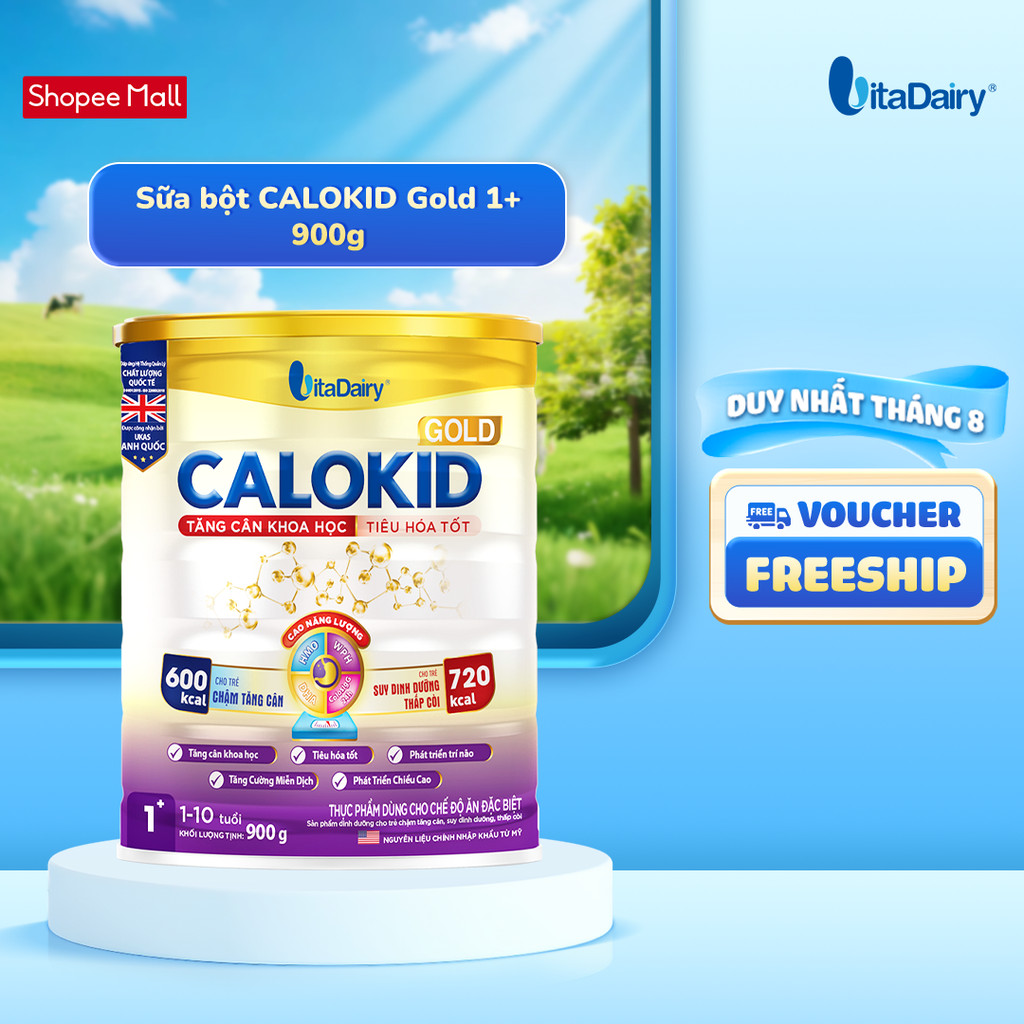Sữa bột Calokid Gold 900g giúp bé cải thiện cân nặng khoa học, tiêu hóa ...