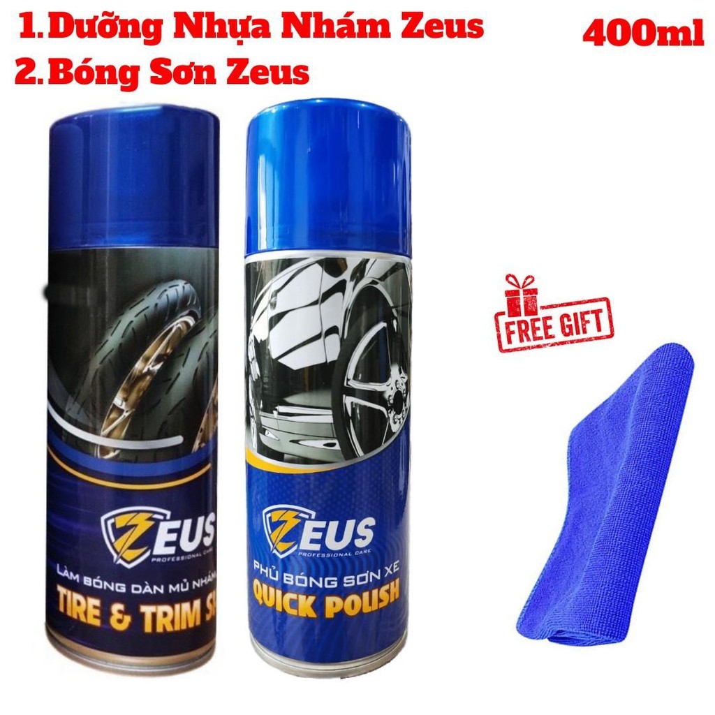 Combo Chăm Sóc Sơn Xe Zeus, Làm Mới Nhựa Nhám, Bóng Sơn, Bóng Lốp ...