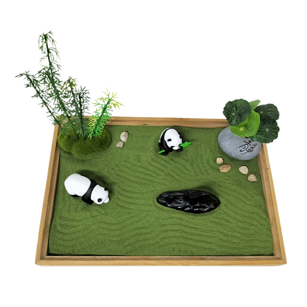 Bộ hộp cát Zen Garden Bộ trang trí cảnh quan thu nhỏ Gấu trúc nhỏ Bộ ...