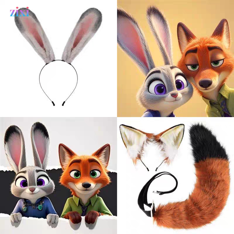 Trang phục cosplay Zootopia với tai thỏ Judy và đuôi cáo Nick Fox ...