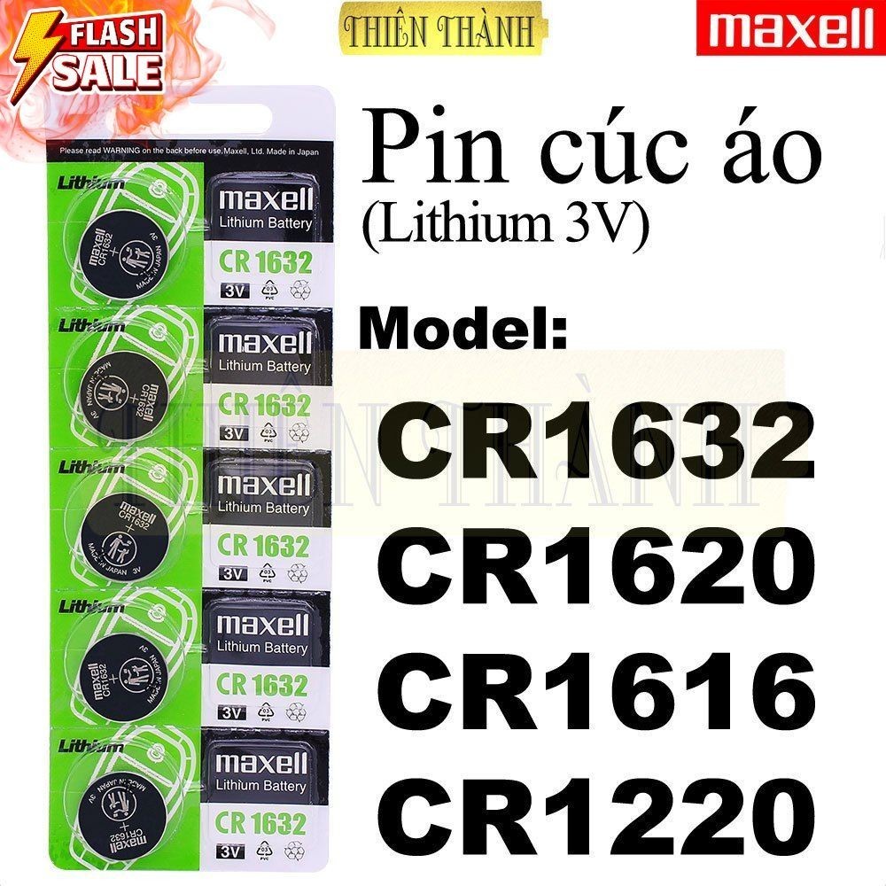 Pin cúc áo maxell CR1632,CR1620,CR1616,CR1220,pin Lithium 3V,pin nút áo 3V,pin đồng hồ,cmos(1632 ...