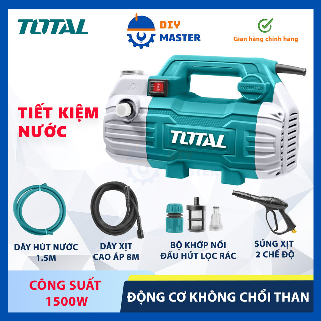 Máy rửa xe TOTAL TGT11236 máy xịt rửa xe, nhà cửa áp xuất lớn 1500W mô tơ từ không chổi than ...