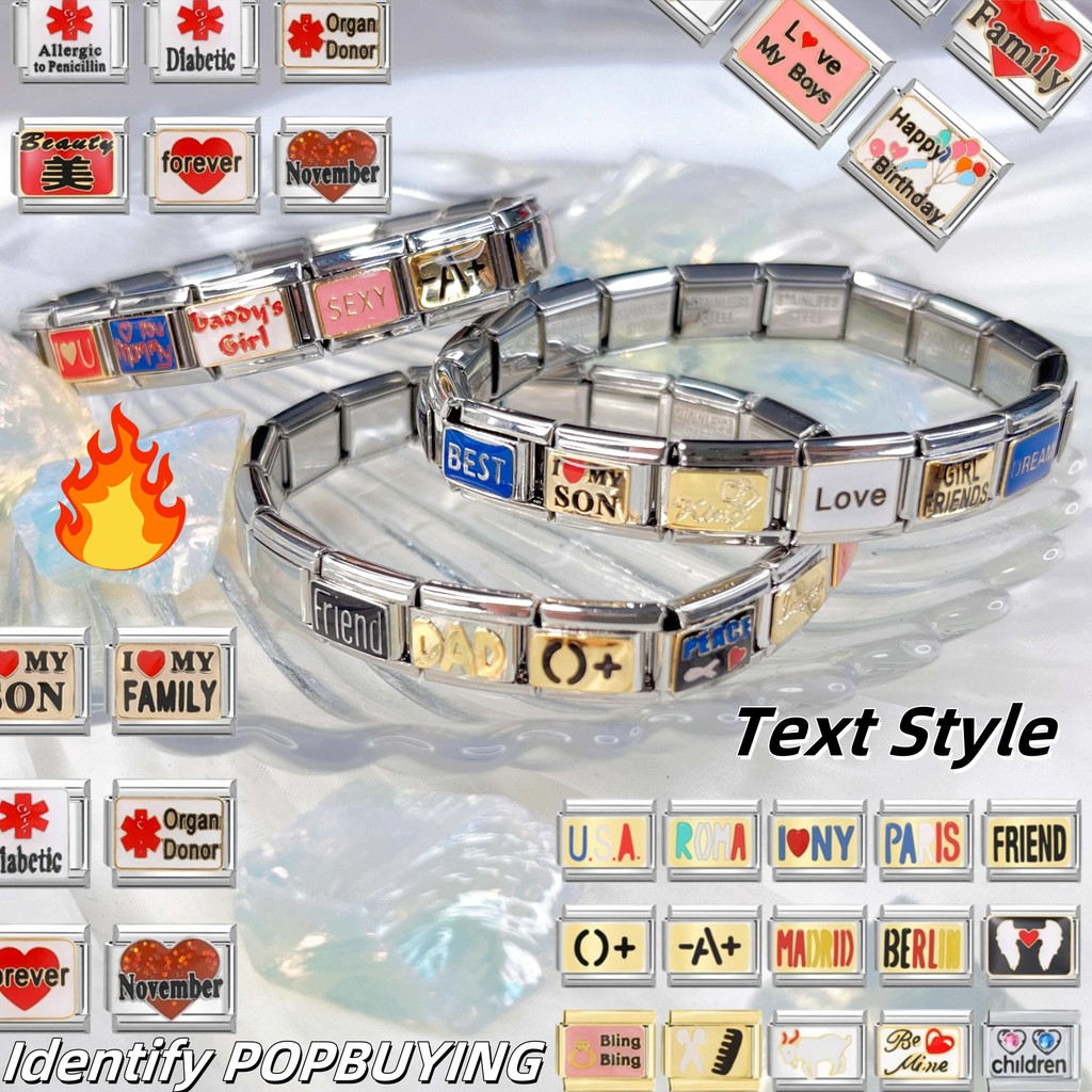 Personality Charm Module Glaze Bear Love Moon Italian Charm Links Fit ...