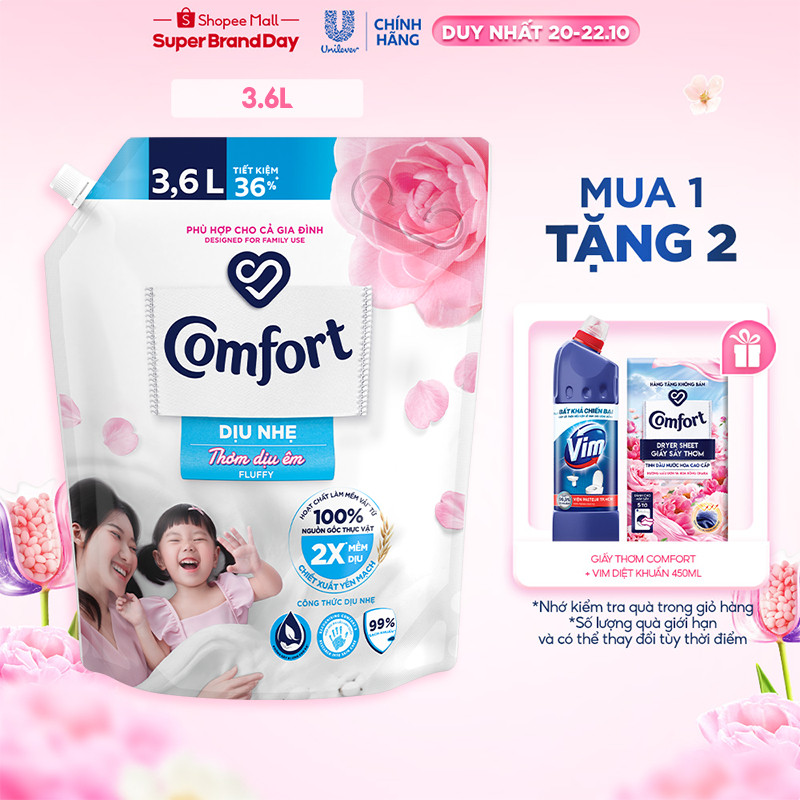 Nước Xả Vải Comfort Dịu Nhẹ Túi 3,6L | Shopee Việt Nam