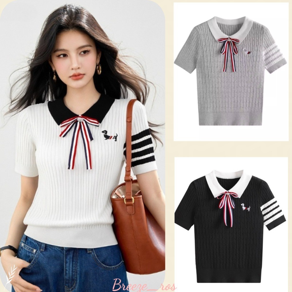Breeze_ros Áo Thun Nữ Tay Ngắn Preppy Áo Croptop Thêu Thời Trang Mùa Hè ...