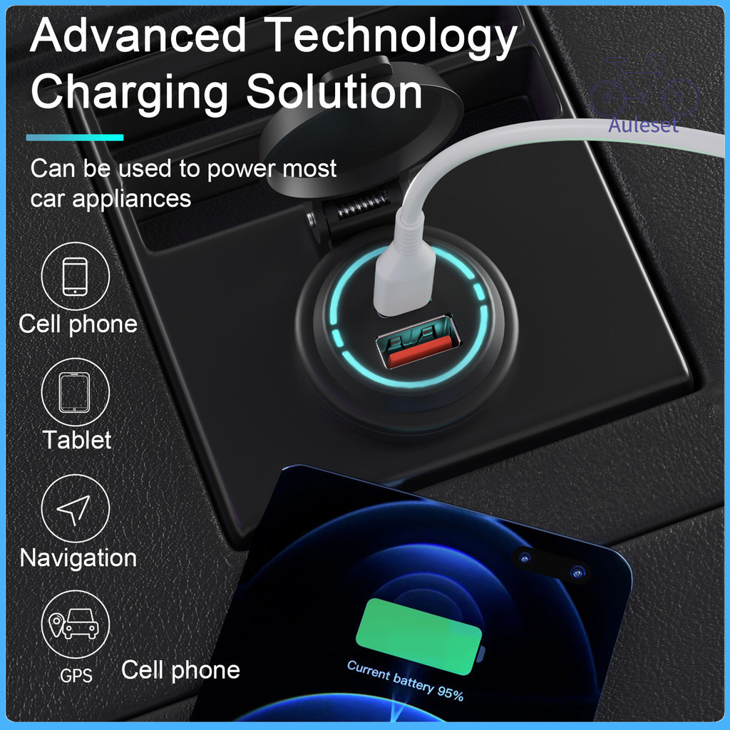 Bộ sạc USB xe máy ô tô Auleset QC3.0 với cổng A + C Vỏ lò xo chống nước Sạc nhanh Bộ sạc điện ...