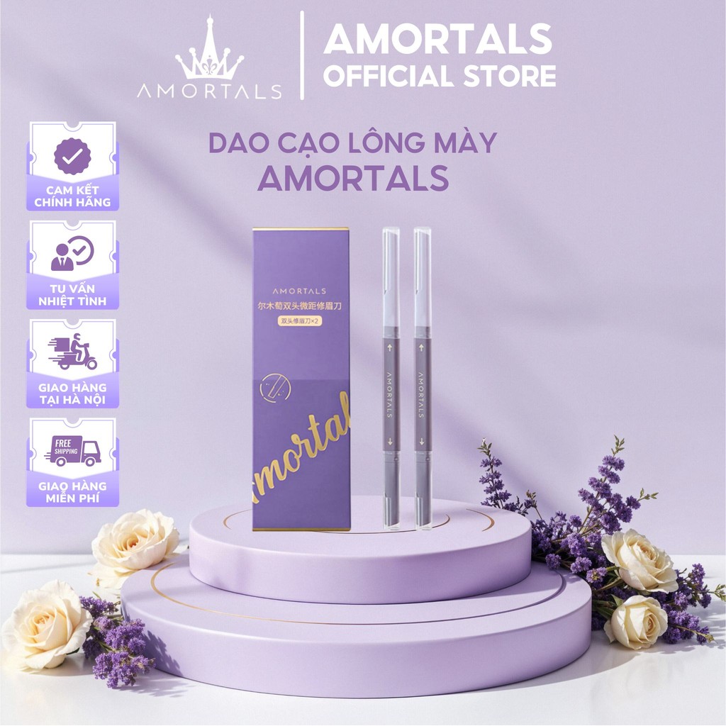 Bộ Dao Cạo Lông Mày AMORTALS Hai Đầu Tiện Dụng Dao cạo lông mày tỉa ...