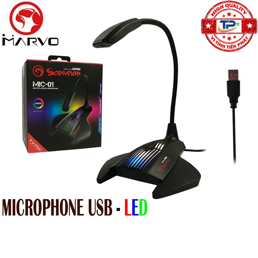 Microphone chuyên Gaming cổng USB với LED 7 màu Marvo MIC-01 hát ...