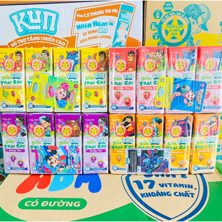 Vỉ 4 Hộp Sữa Trái Cây Lif Kun 110ml (Đủ vị) ( Hàng Có thẻ Đổi Quà ...