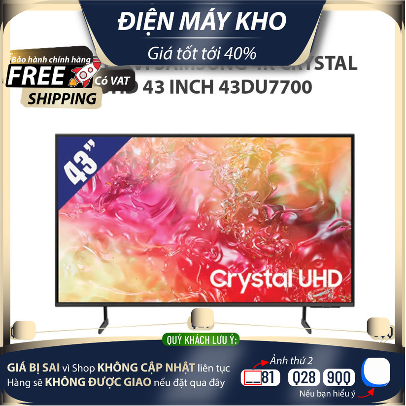43DU7700 Smart Tivi Samsung 4K Crystal UHD 43 inch 43DU7700 - Bảo hành ...