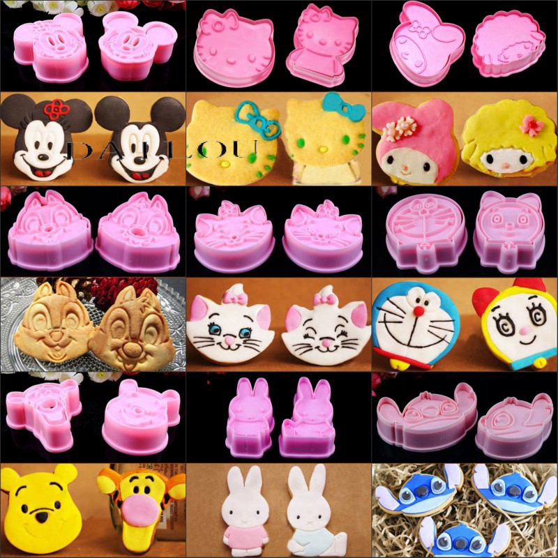 Set 2 khuôn cắt bánh quy tạo hình Mickey Minnie Kitty Doraemon Sóc ...