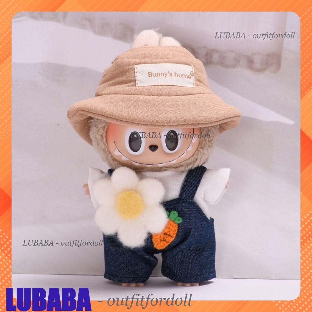 Bộ quần áo yếm hoa cúc cho Labubu V2 "have a seat", phụ kiện búp bê mũ ...