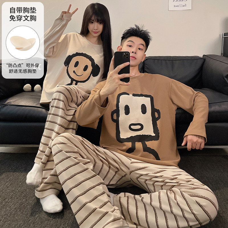 Bộ đồ ngủ cặp đôi Bộ đồ ngủ dài tay Bộ đồ ngủ cổ tròn dành cho gia đình ...