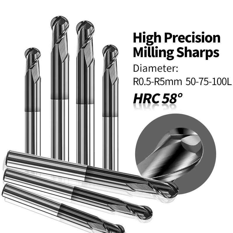 2F cắt Dao Phay Ngón Hợp Kim R0.5-R4(D1-D8)58HRC lớp phủ nano Đầu tròn Dao Phay Ngón | Shopee ...