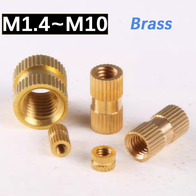 Đồng thau Double Pass Knurled Thread Chèn Nuts Đồng thau Chèn ép xuyên lỗ Đai ốc M1.4 M1.6 M1.7 ...