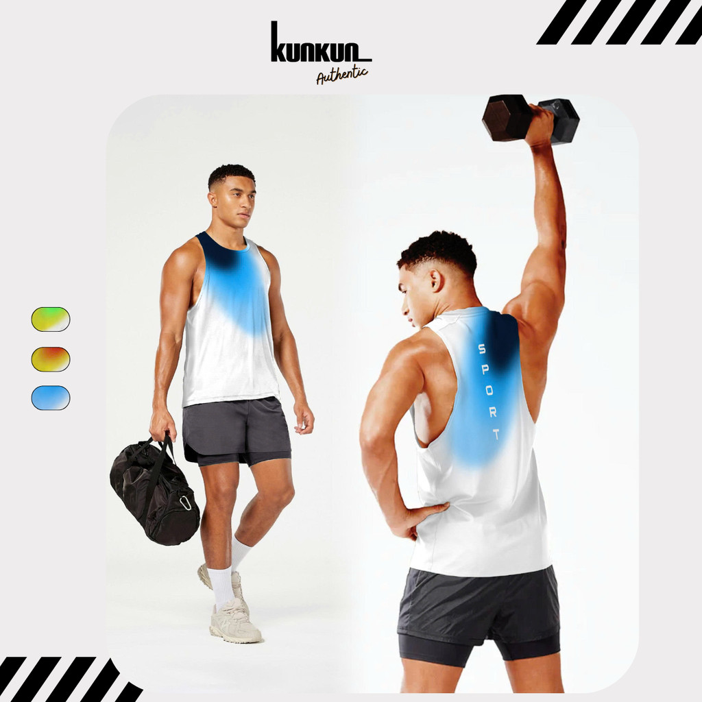 Combo 3 Áo thun ba lỗ thể thao phối màu ombre chất thun lạnh Polyester - KunKun Authentic ...