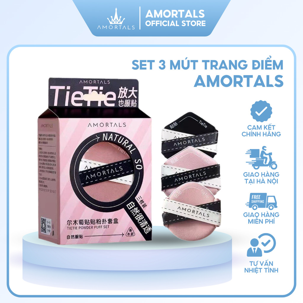 Set 3 Mút AMORTALS Hồng Đen Siêu Mềm Tán Kem Nền Kem Che Khuyết Điểm Tiện Lợi Không Ăn Phấn Đặc ...
