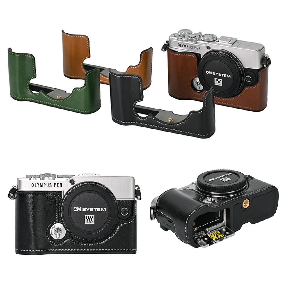 Ốp Lưng Nửa Thân Máy Ảnh Da PU Cho Olympus PEN EP7 E-P7 Pin Mở Đáy ...