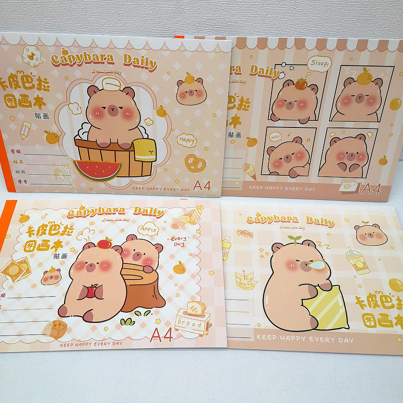 MEOWU Tập Vở Vẽ Khổ A4 CAPYBARA/LABUBU Tặng Kèm 1 Trang Sticker Cute ...