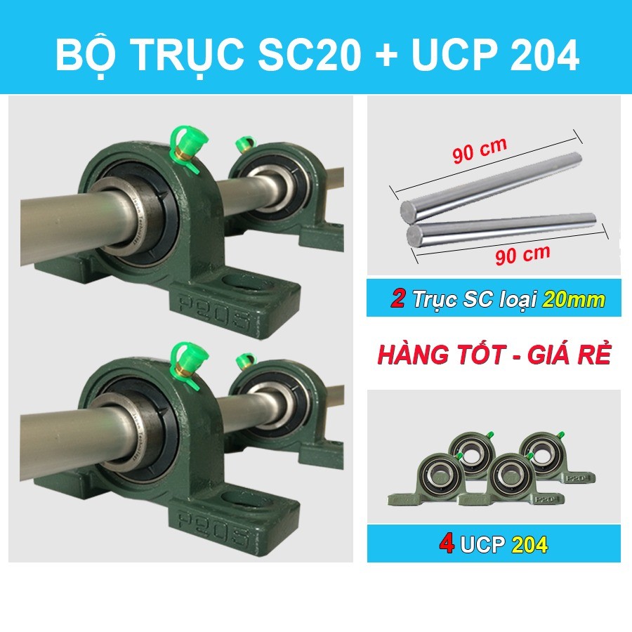 (GIÁ GỐC) COMBO 4 GỐI ĐỠ UCP 204 KÈM TRỤC SC 20MM Chiều dài 90cm - Hàng ...
