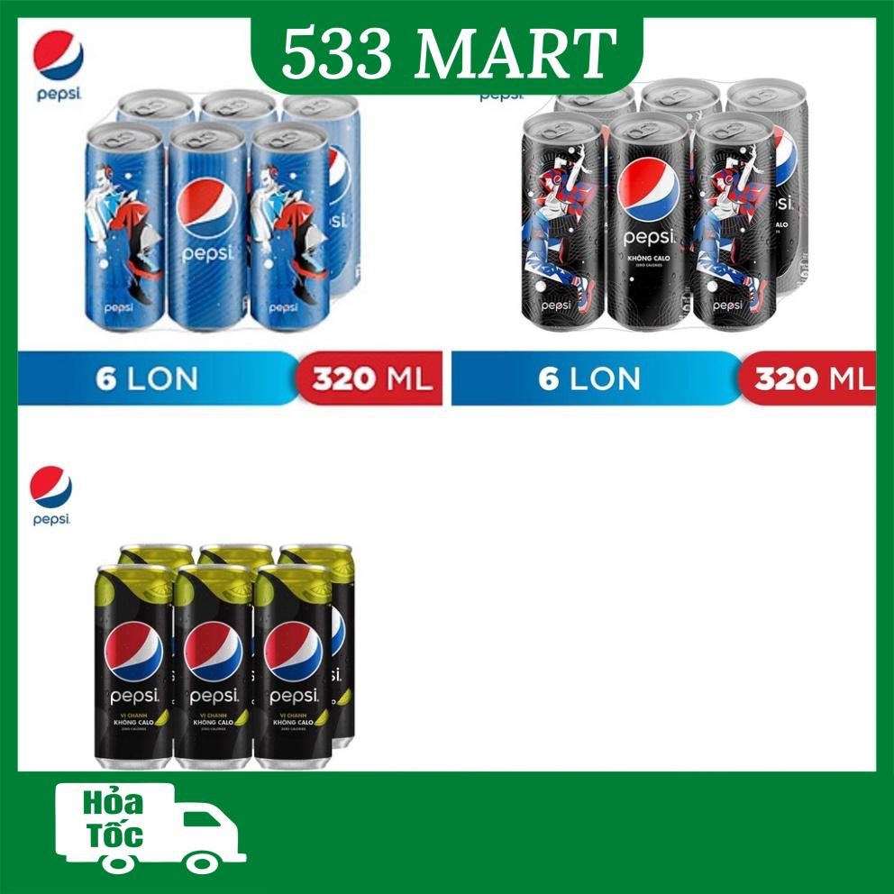 [LỐC 6 LON] Nước ngọt Pepsi lon 330ml | Shopee Việt Nam