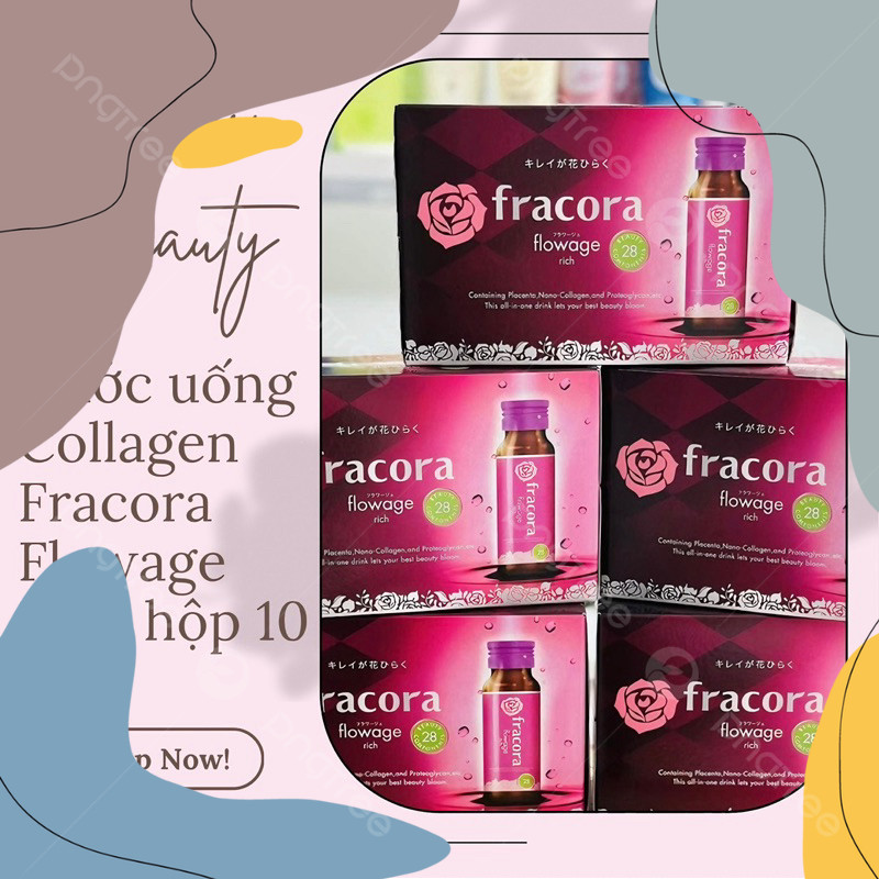 (Mẫu dùng thử) Nước uống Collagen Fracora Flowage Rich hộp 10 chai x ...