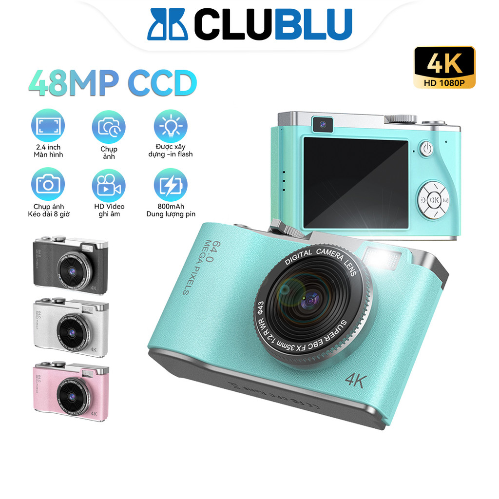 -CLUBLU- Máy Ảnh Kỹ Thuật Số Selfie LK-003 Camera Kép Mini Digital 4K Video Cho Học Sinh Retro ...