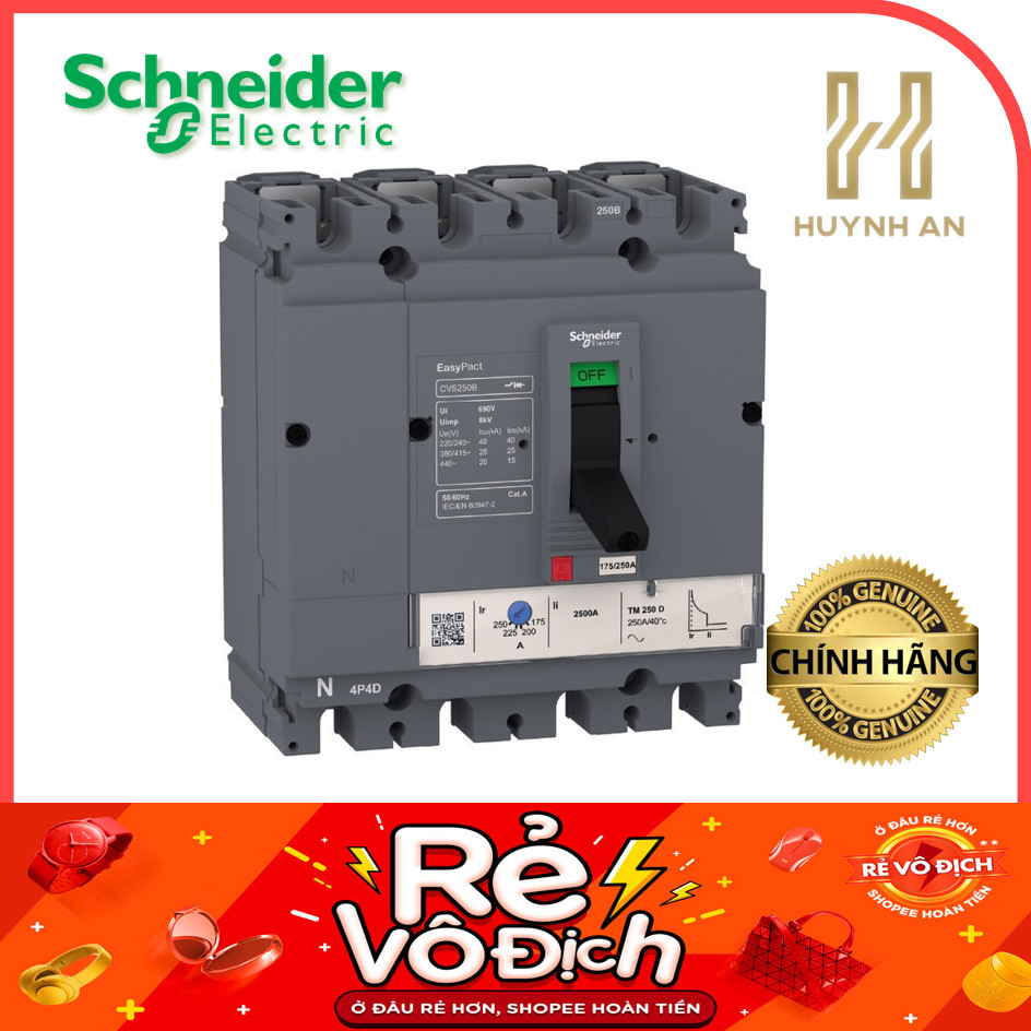 Aptomat dạng khối 4P3d MCCB Schneider EasyPact CVS100B dòng cắt 25kA ...