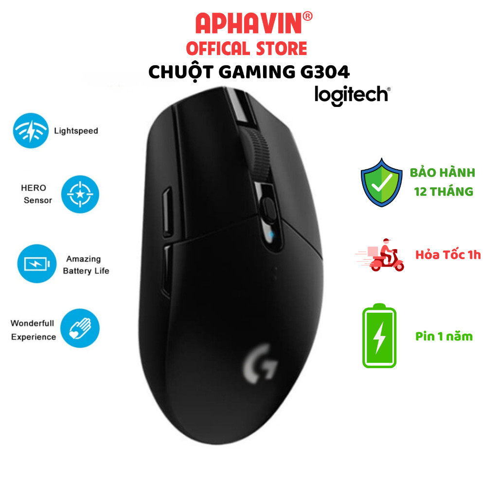 Chuột Game Không Dây G304 Logitech Đen OEM, 6 Nút Lập Trình, Lightspeed ...
