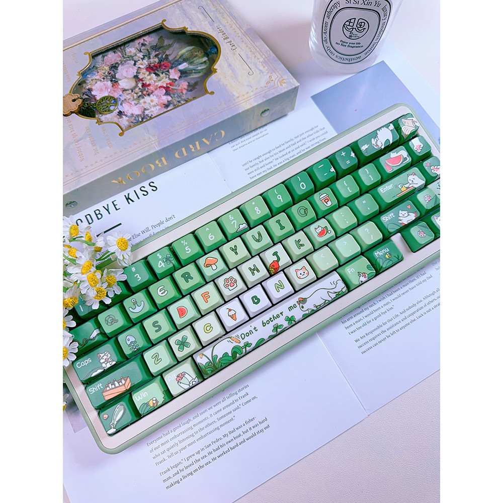 Mùa Xuân đi chơi chủ đề Matcha kem màu xanh lá cây PBT key cap xda rất ...