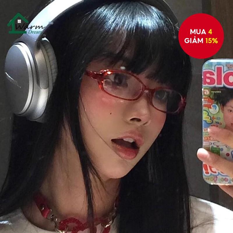 Kính Mát Y2K Vintage Màu Đỏ Trong Suốt Ống Kính Chữ Nhật Nẹp Kính Mắt ...