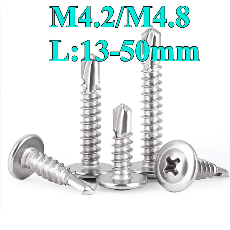 ((LXY) Vít tự khoan inox 304 xanh đầu lồi (đầu dù) M4.2 / M4.8 L: 13-50mm (RM-VN-1) | Shopee ...
