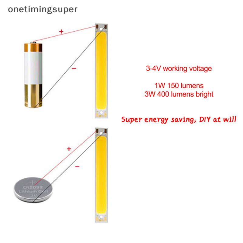 Onetimingsuper 3V-4V DC 60mm 8mm LED COB Strip 1W 3W Ấm Lạnh Trắng Xanh ...