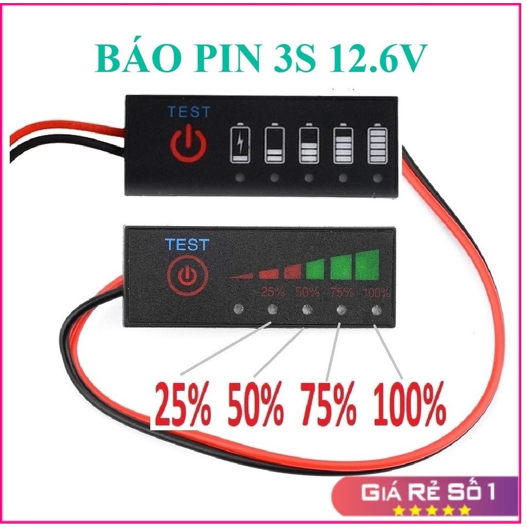 LK247 Mạch báo pin 3s 12,6v đẹp. Đồng hồ led báo phần trăm dung lượng ...