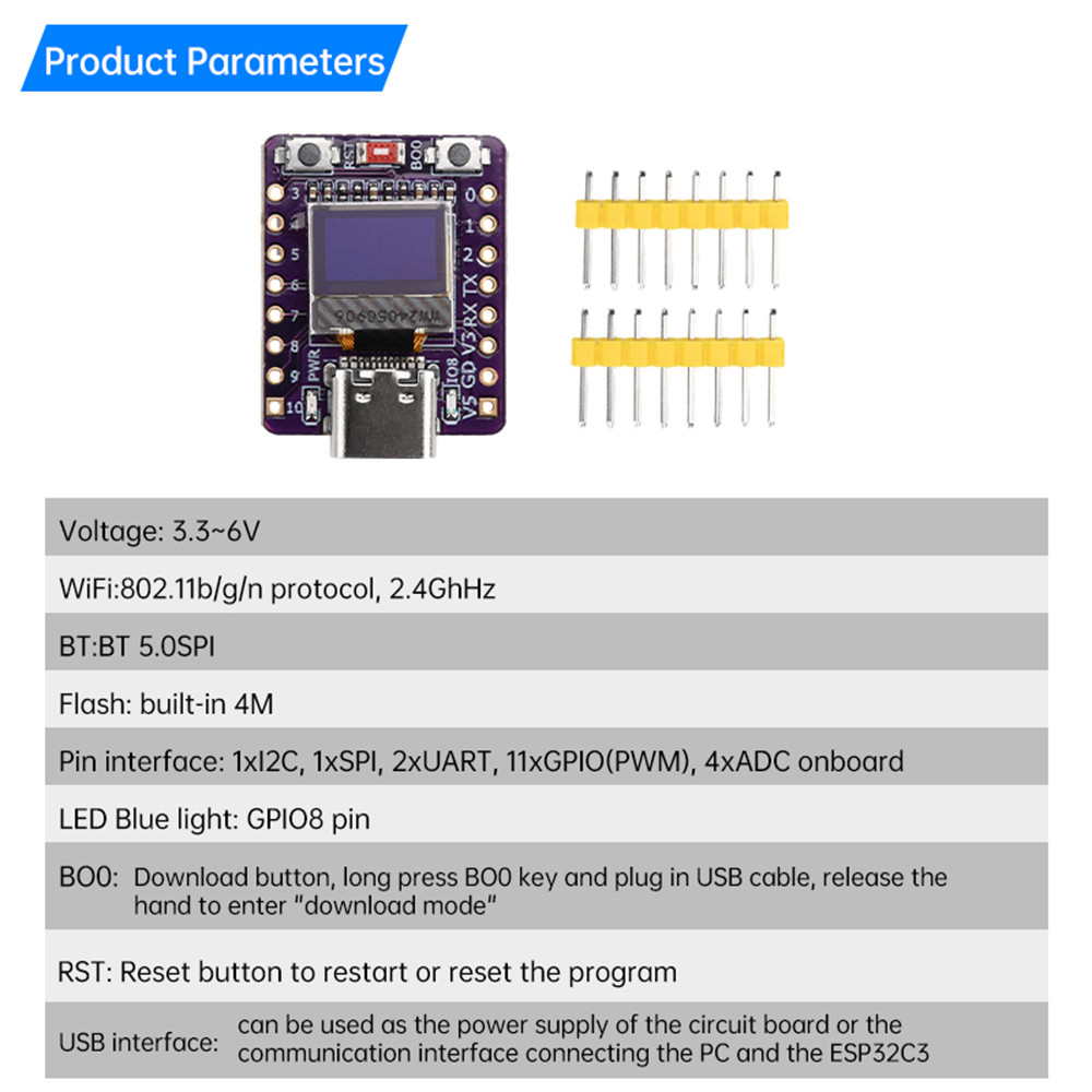 Diymore Esp32 C3 0 42 Inch Màn Hình đèn Trắng Oled Bảng Phát Triển Bluetooth Type C Shopee
