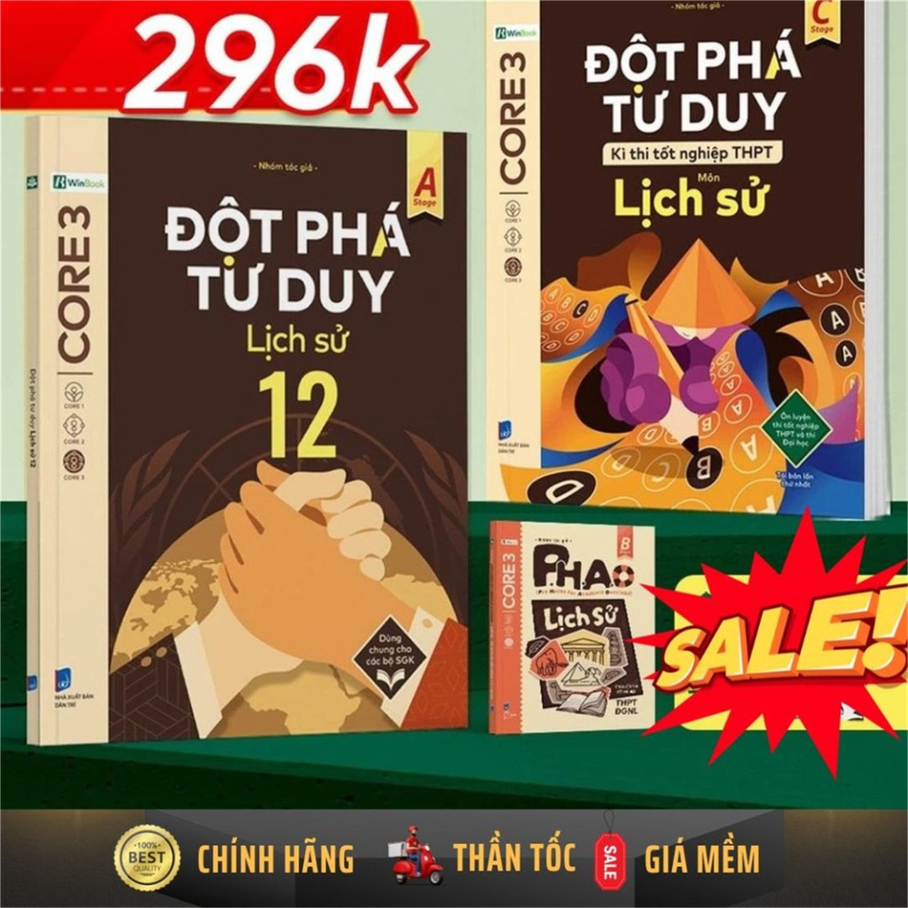 Sách - Combo 3c Lịch sử Đột phá tư duy lớp 12, kì thi TN THPT + P.H.A.O Ôn thi - WB [bigmall-409 ...