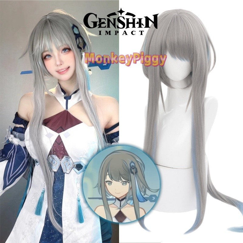 Genshin IMPACT Haagentus Cosplay Tóc Giả GUIZHONG 90cm Tóc Bạc Chất ...
