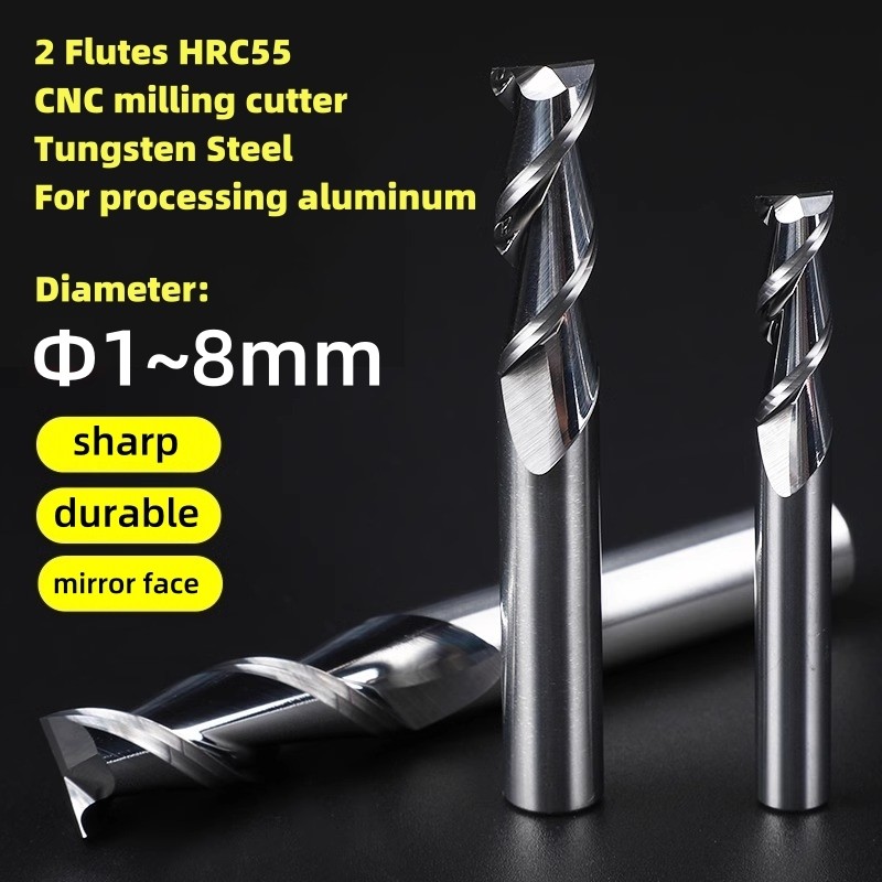 2 Sáo HRC55 Carbide End Mill Dụng cụ cắt CNC Hợp kim cacbua phay EndMills Vonfram Thép Phay Cắt ...