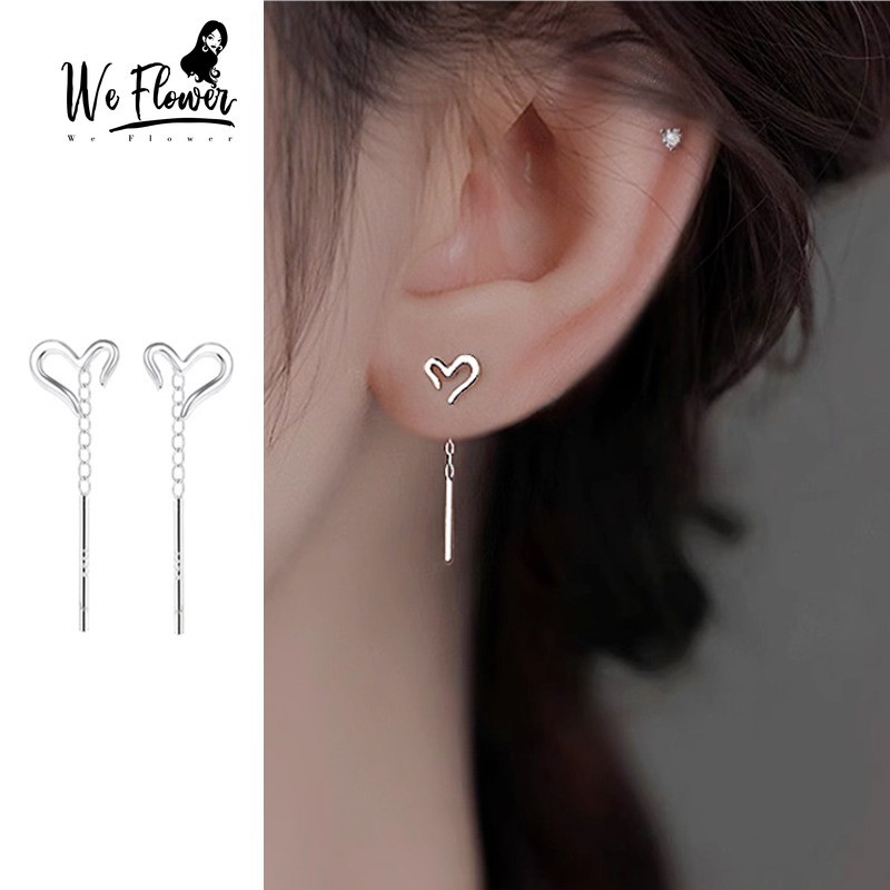 We Flower Lãng Mạn S925 Bạc Dây Chuyền Trái Tim Tình Yêu Tòn Ten Bông Tai Nữ Cô Gái Đính Hôn ...