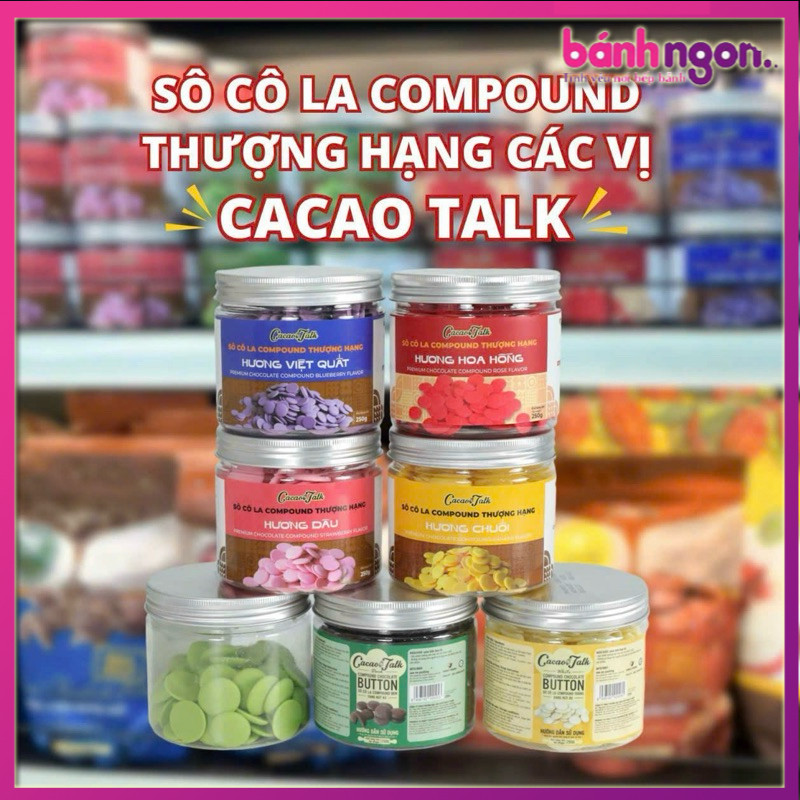 Socola compound hạt nút Cacao Talk 100g (Tách từ túi 1kg) Dùng để phủ ...