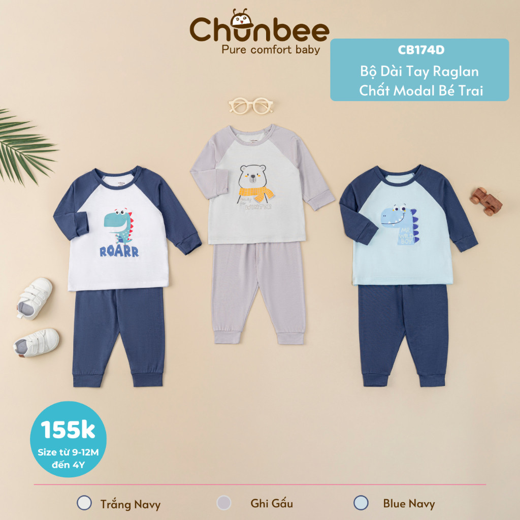 Bộ Dài Tay Raglan Chất Modal Bé Trai Chunbee CB174D | Shopee Việt Nam
