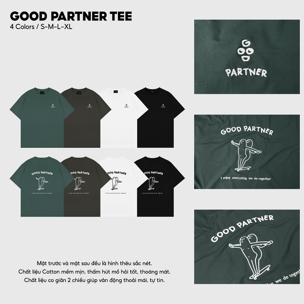 Áo thun - GOOD PARTNER | LAZEE STUDIOO | Xanh Lá - Xanh Bùn - Trắng - Đen | Form RegularS-5XL ...