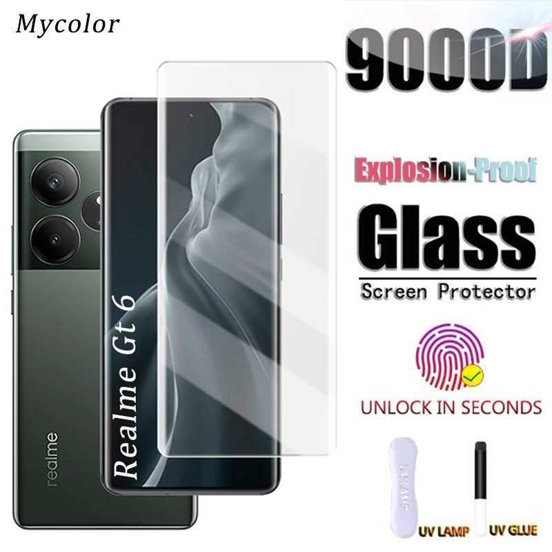 Kính cường lực keo UV bảo vệ màn hình cho Realme real me GT 6T 5 GT6 ...