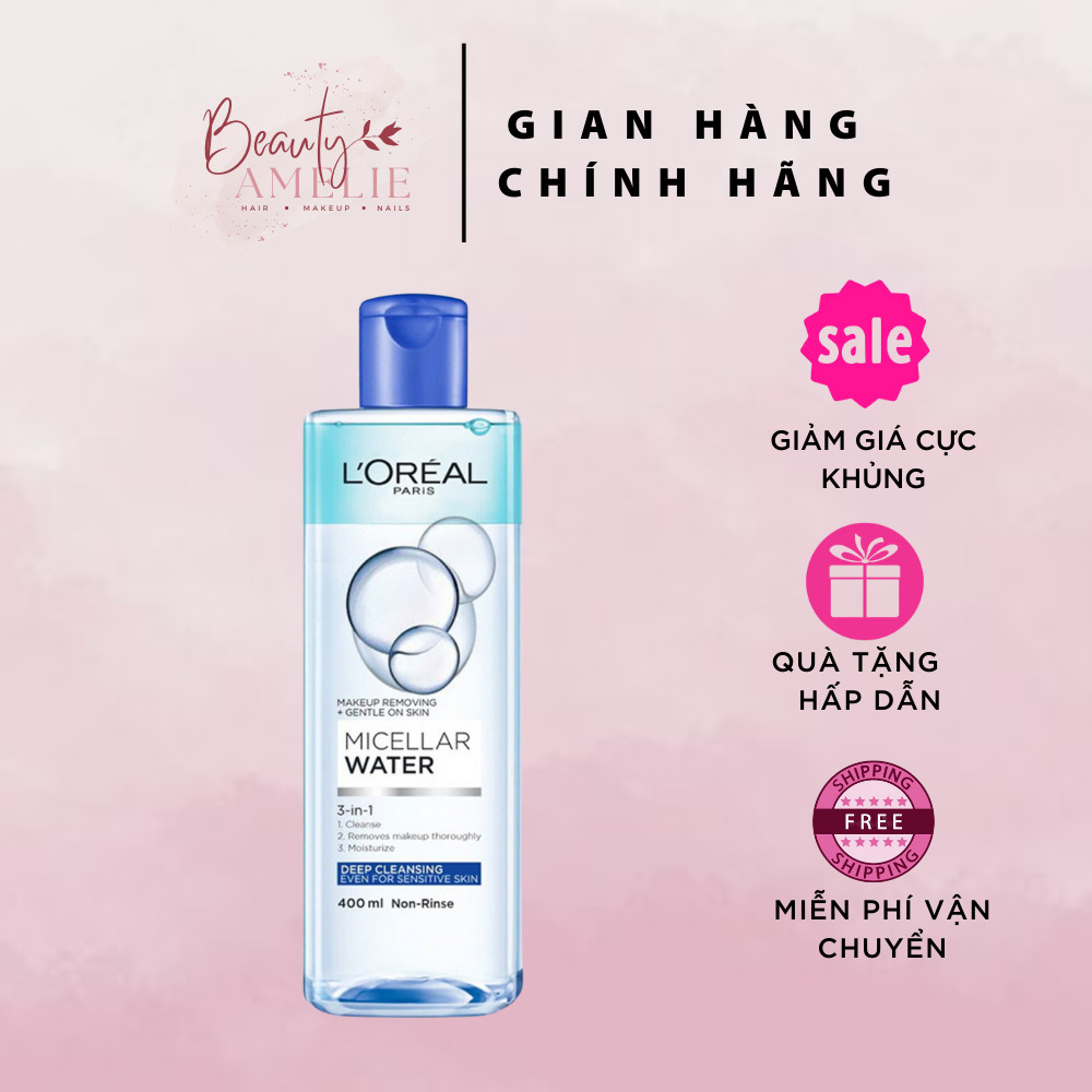 Nước tẩy trang 3-in-1 L'Oreal Paris Micellar Water| Loreal 400ml | Shopee Việt Nam