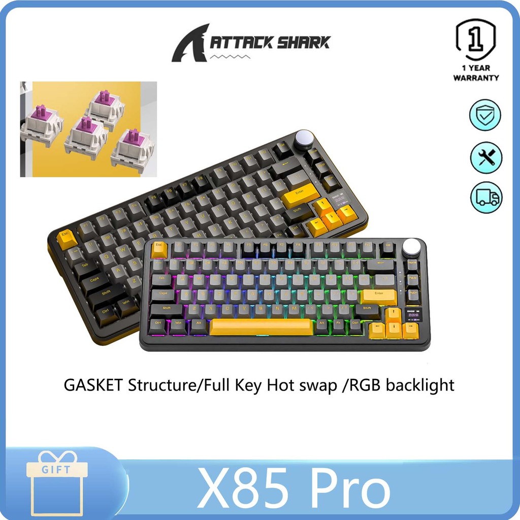 ATTACK SHARK X85 PRO Mechanical Keyboard Three-mode Wireless Bluetooth Gaming esports Customized ...