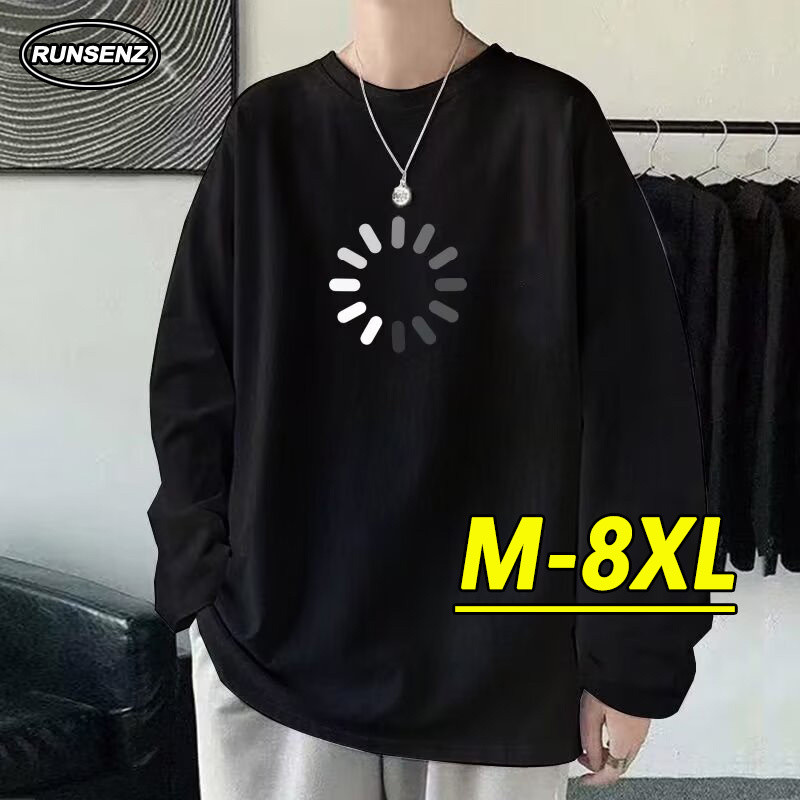 M-8xl Lười Phong Cách Dài Tay Tee Nam Plus Size Áo Mùa Thu Thường Ngày Rời Oversize Top | Shopee ...